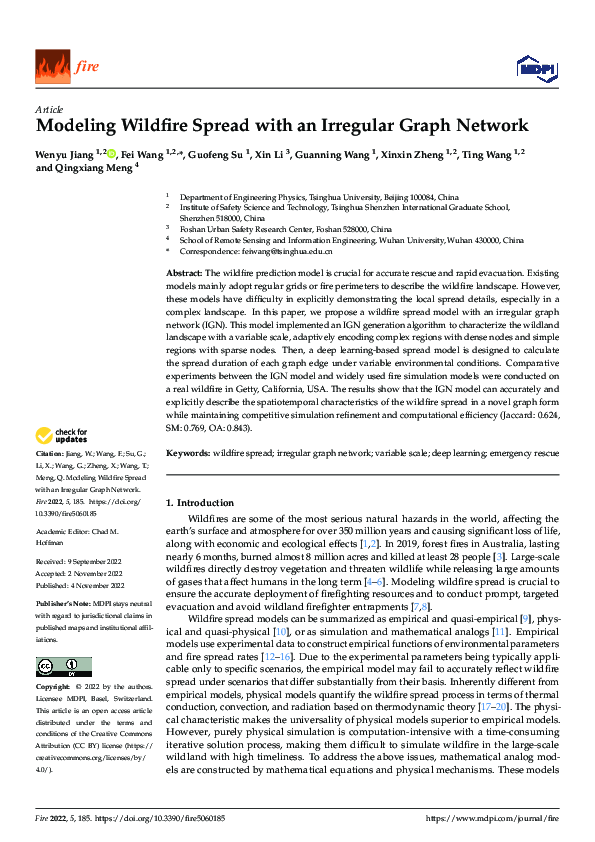 Pdf Modeling Wildfire Spread With An Irregular Graph Network
