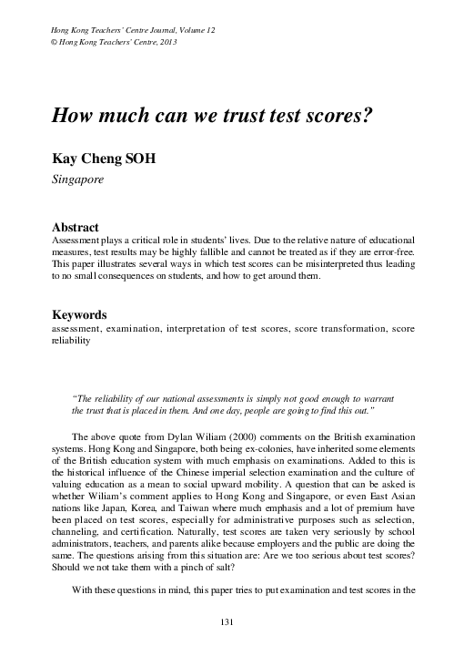 (PDF) On Measurement Error: How Much Can We Trust Test Scores?