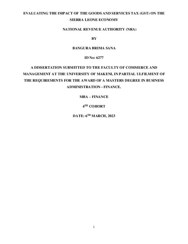 (PDF) EVALUATING THE IMPACT OF THE GOODS AND SERVICES TAX (GST) ON THE ...