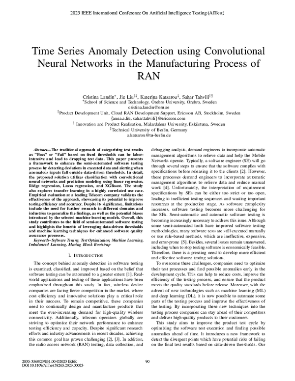 (PDF) Time Series Anomaly Detection using Convolutional Neural Networks in the Manufacturing ...