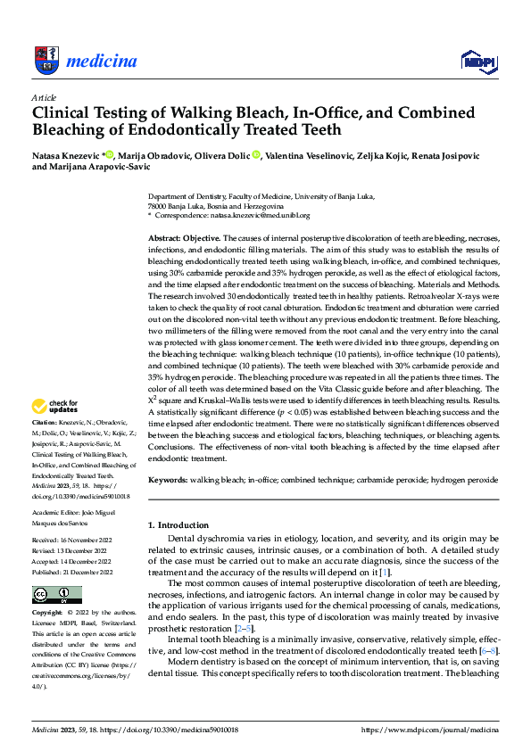 (PDF) Clinical Testing of Walking Bleach, In-Office, and Combined ...