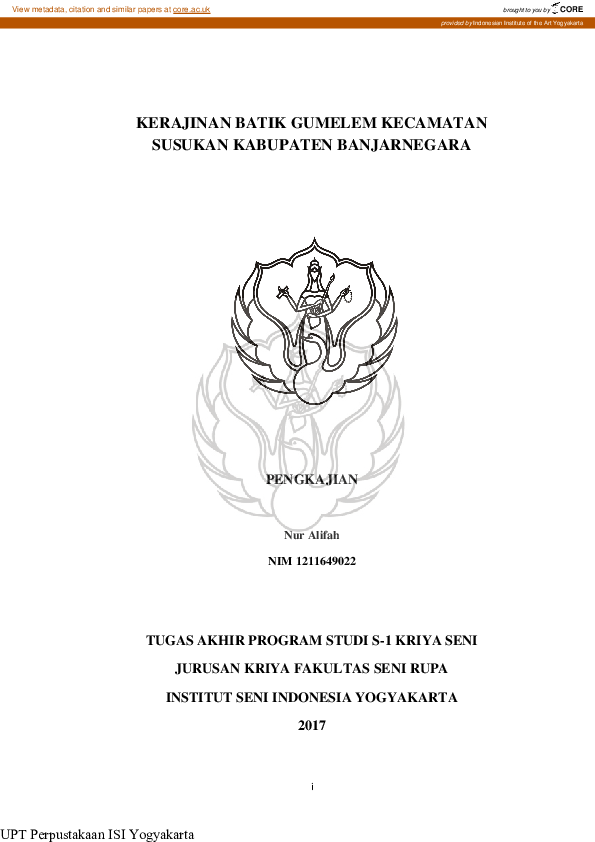 (PDF) Kerajinan Batik Gumelem Kecamatan Susukan Kabupaten Banjarnegara