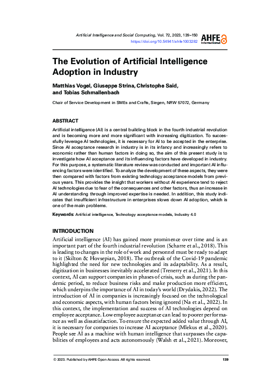 (PDF) The evolution of artificial intelligence adoption in industry
