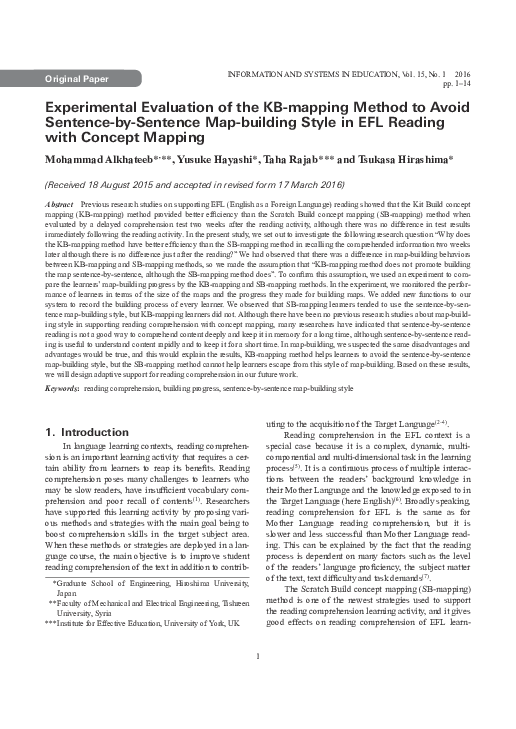 (PDF) Experimental Evaluation of the KB-mapping Method to Avoid Sentence-by-Sentence Map ...