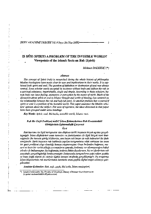 (PDF) 1 IS RÜH ( SPIRIT ) A PROBLEM OF THE INVISffiLE WORLD ...