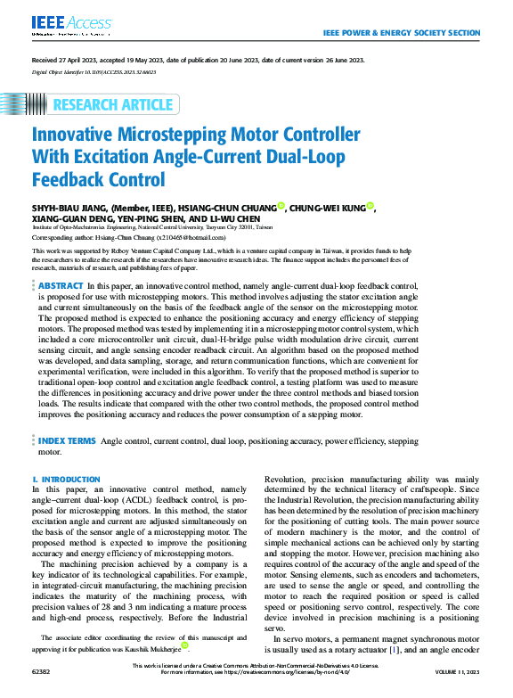 (PDF) Innovative Microstepping Motor Controller With Excitation Angle ...