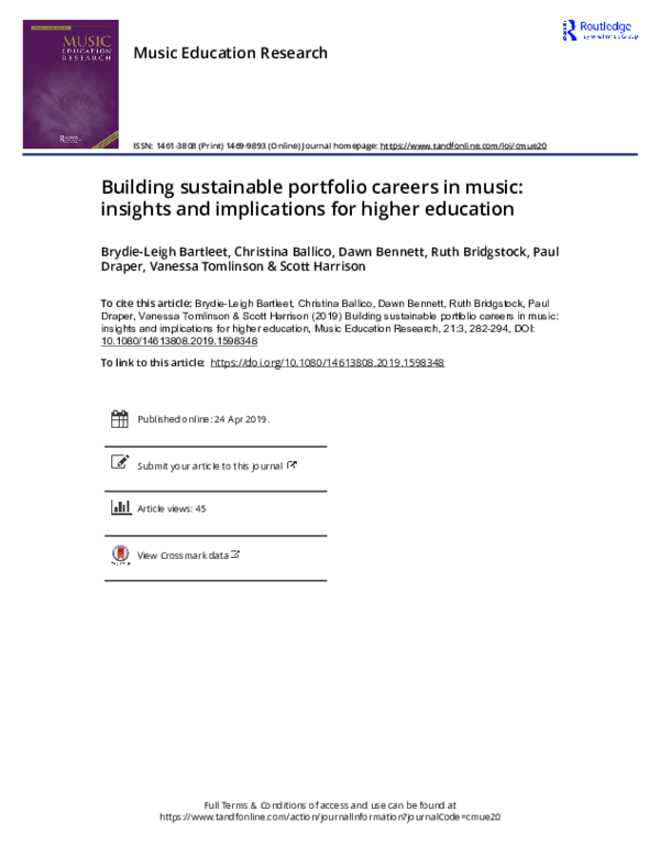 (PDF) Building sustainable portfolio careers in music: insights and ...