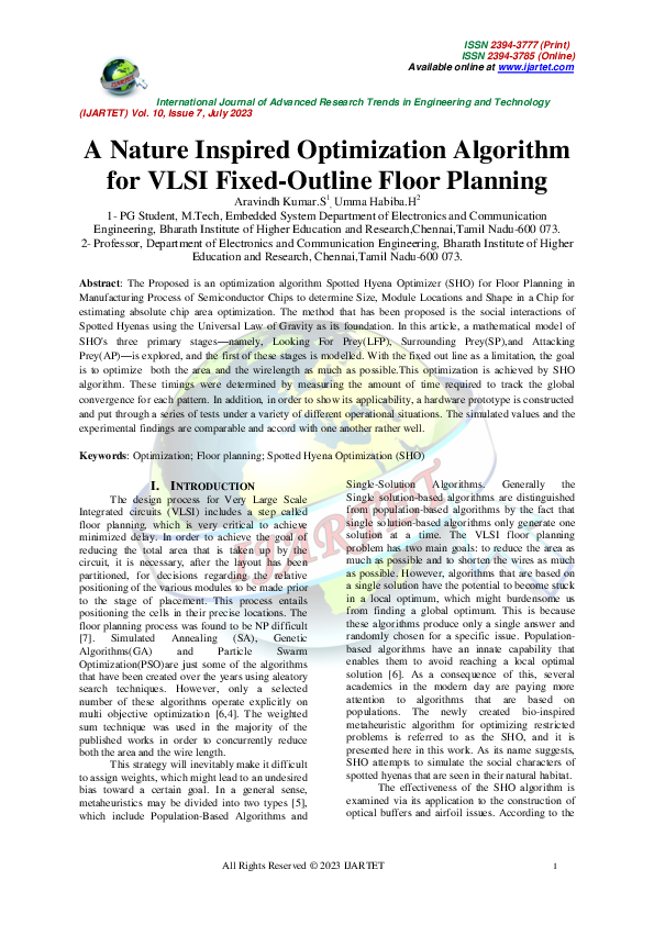 (PDF) A Nature Inspired Optimization Algorithm for VLSI Fixed-Outline Floor Planning