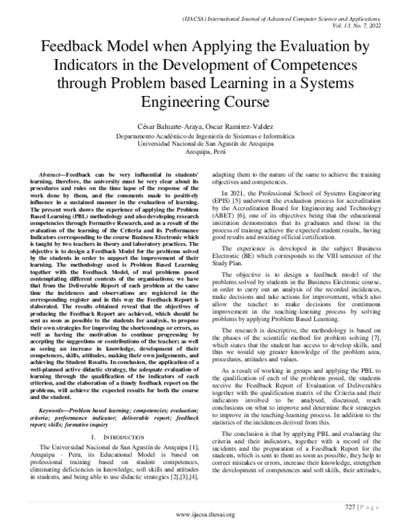 (PDF) Feedback Model when Applying the Evaluation by Indicators in the Development of ...