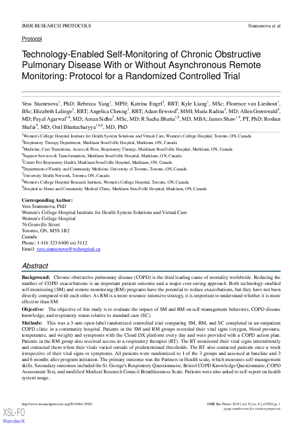 (PDF) Protocol Technology-Enabled Self-Monitoring of Chronic ...