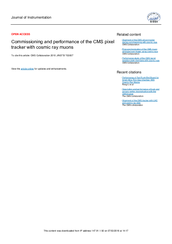(PDF) Commissioning and performance of the CMS pixel tracker with ...