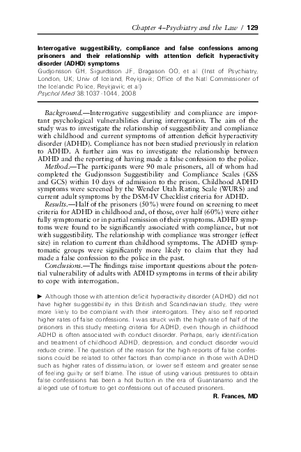 (PDF) Interrogative suggestibility, compliance and false confessions ...