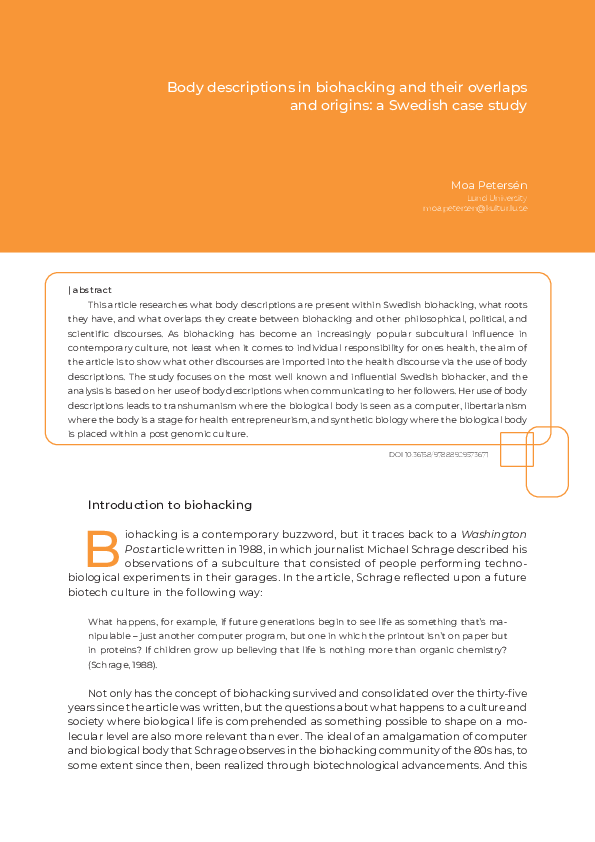 (PDF) Body descriptions in biohacking and their overlaps and origins: a ...