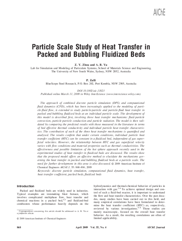 (PDF) Particle scale study of heat transfer in packed and bubbling fluidized beds