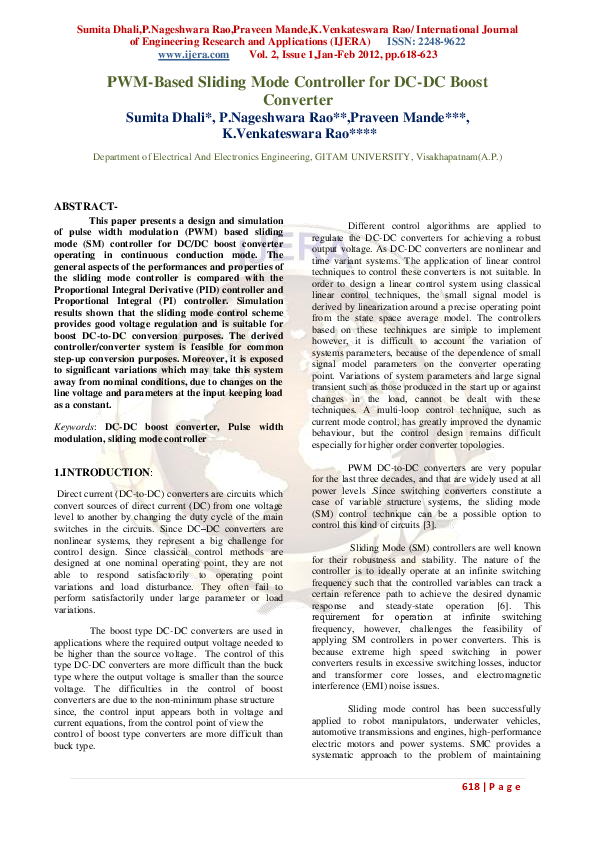 (PDF) PWM-Based Sliding Mode Controller for DC-DC Boost Converter