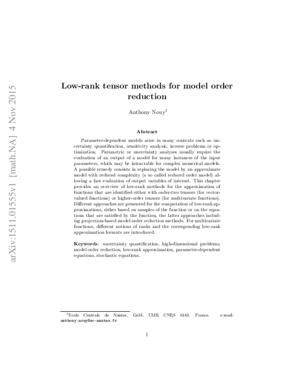 (PDF) Low-Rank Tensor Methods for Model Order Reduction