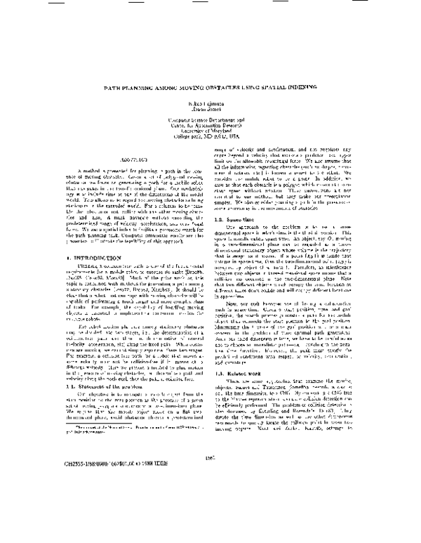 (PDF) Path planning among moving obstacles using spatial indexing