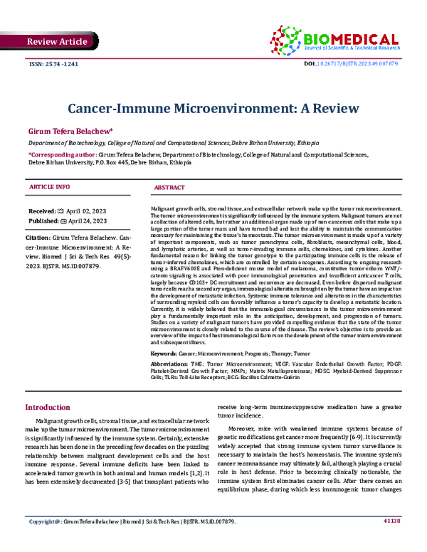 (PDF) Cancer-Immune Microenvironment: A Review | Girum T E F E R A Belachew - Academia.edu