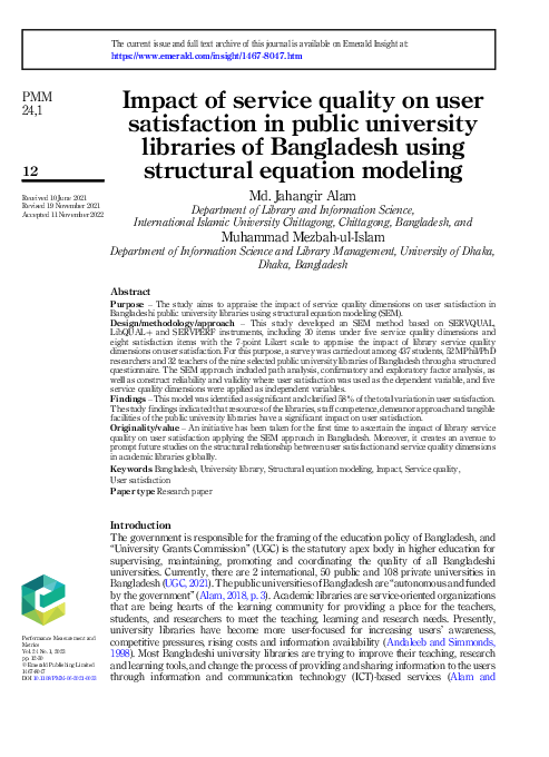 Pdf Impact Of Service Quality On User Satisfaction In Public