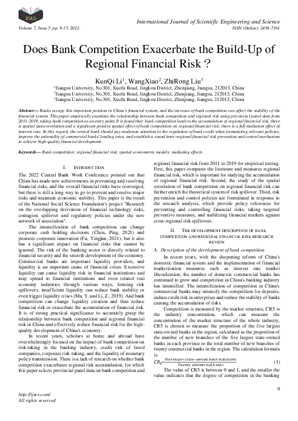 (PDF) Does Bank Competition Exacerbate the Build-Up of Regional ...