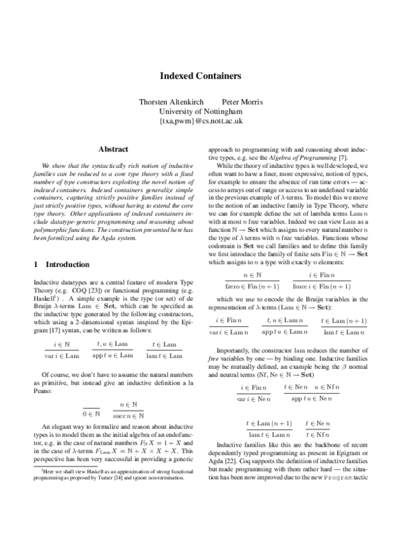 (PDF) Indexed Containers