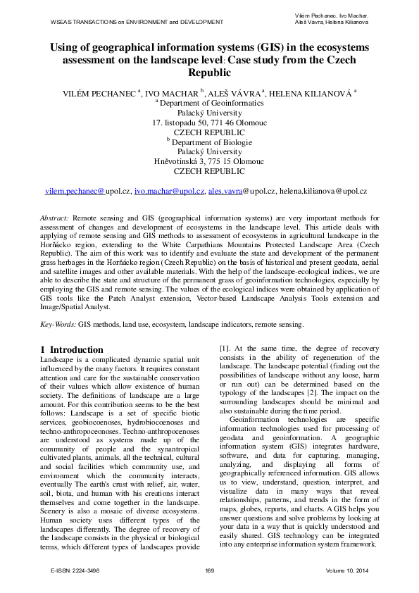 (PDF) Using of geographical information systems ( GIS ) in the ecosystems assessment on the ...