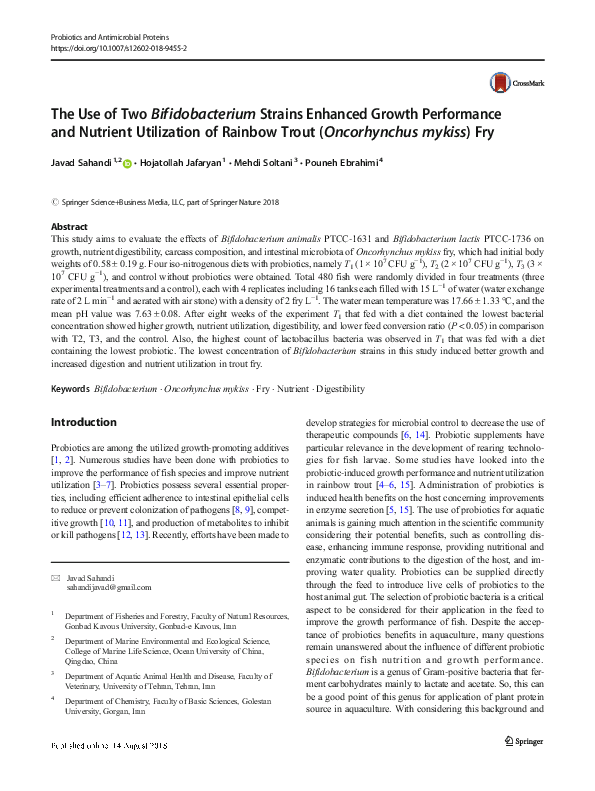 (PDF) The Use of Two Bifidobacterium Strains Enhanced Growth ...