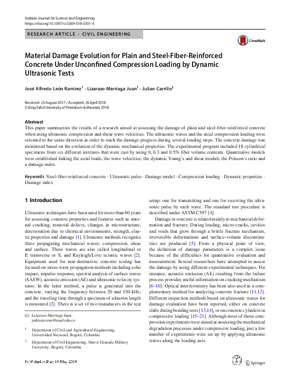 (PDF) Material Damage Evolution for Plain and Steel-Fiber-Reinforced ...