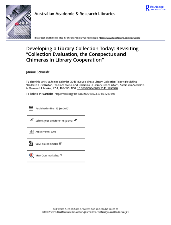 (PDF) Developing a Library Collection Today: Revisiting “Collection ...