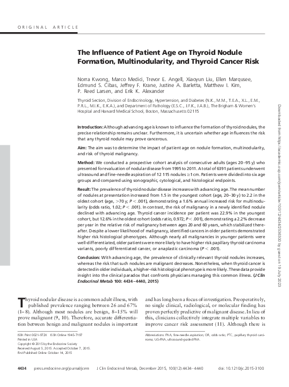 (PDF) The Influence of Patient Age on Thyroid Nodule Formation ...
