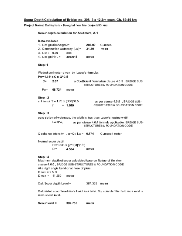 (PDF) Scour depth Calculation for Railway Bridges