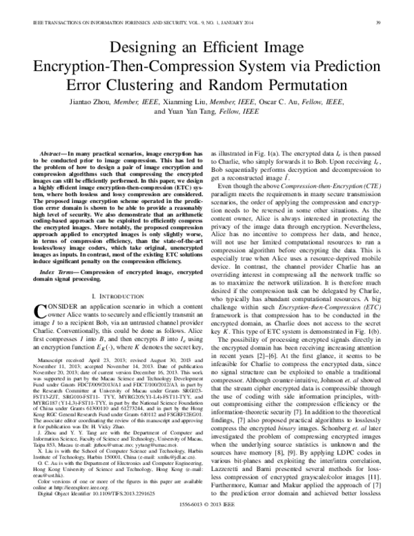 (PDF) Designing an Efficient Image Encryption-Then-Compression System via Prediction Error ...