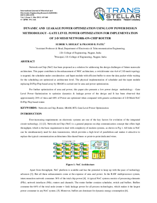 Pdf Dynamic And Leakage Power Optimization Using Low Power Design Methodology Gate Level