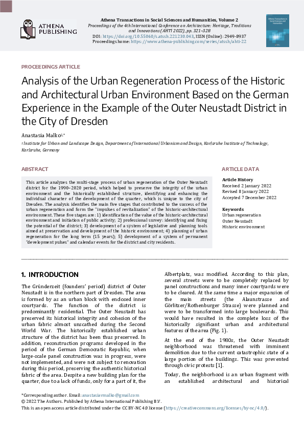 (PDF) Analysis of the Urban Regeneration Process of the Historic and ...