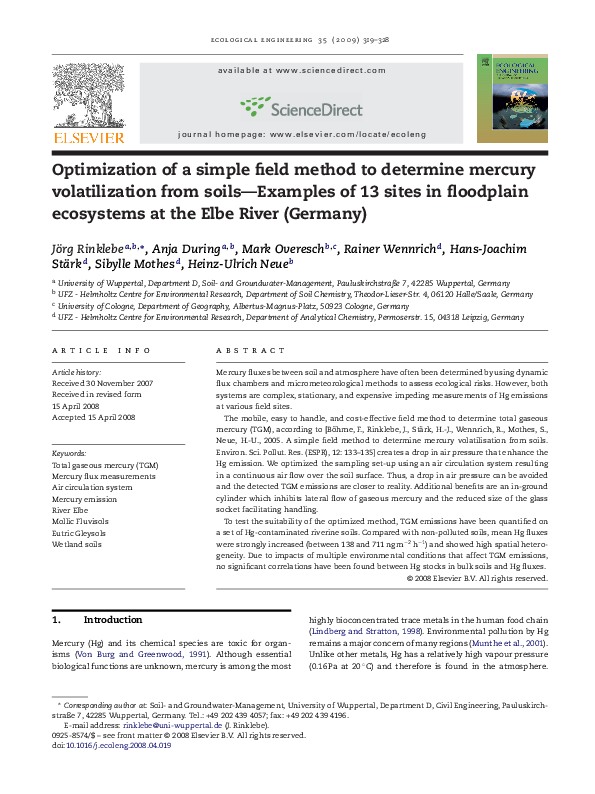 (PDF) Field Method for Measuring Mercury Emissions