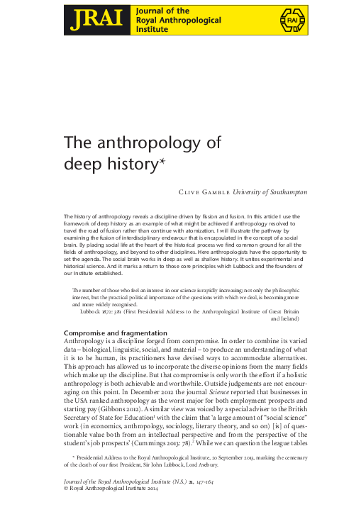 (PDF) The anthropology of deep history
