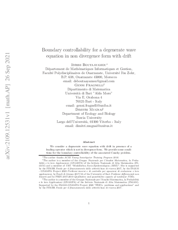 Pdf Boundary Controllability For A Degenerate Wave Equation In Non