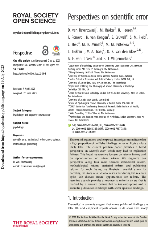 (PDF) Perspectives on Scientific Error