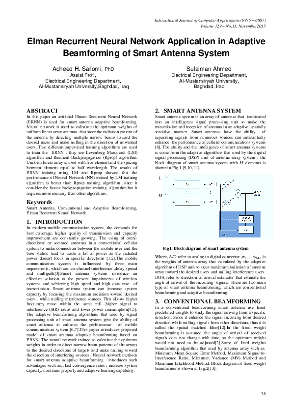 (PDF) Beamforming of Smart Antenna System