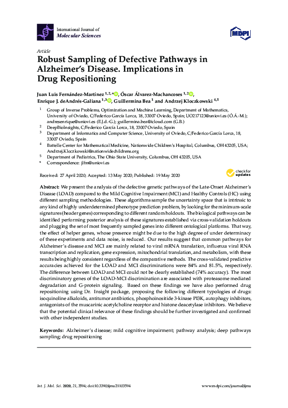 (PDF) Robust Sampling of Defective Pathways in Alzheimer’s Disease ...