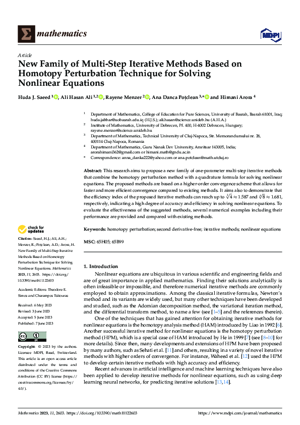 (PDF) New Family of Multi-Step Iterative Methods Based on Homotopy Perturbation Technique for ...