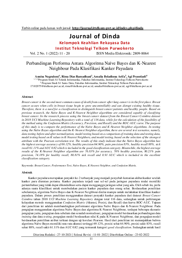 (PDF) Perbandingan Performa Antara Algoritma Naive Bayes Dan K-Nearest ...