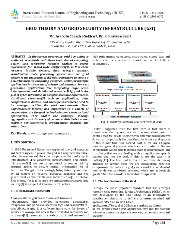 (PDF) Grid Theory and Grid Security Infrastructure (Gsi)