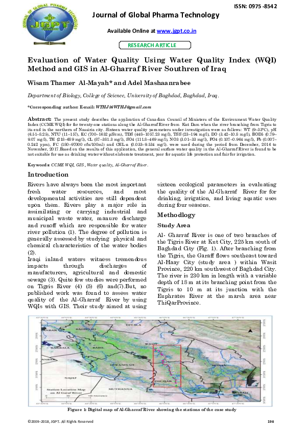 (PDF) Evaluation of Water Quality Using Water Quality Index (WQI) Method and GIS in Al-Gharraf ...
