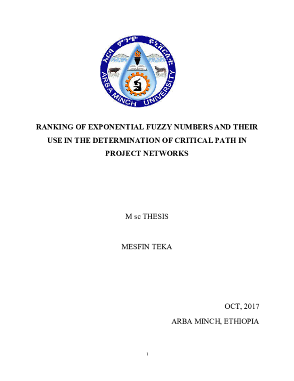 (PDF) Ranking of Exponential Fuzzy Numbers and Their Use in the Determination of Critical Path ...