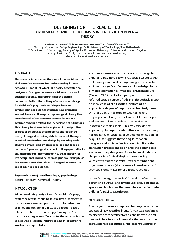 (PDF) Designing for the Real Child: Toy Designers and Psychologists in ...