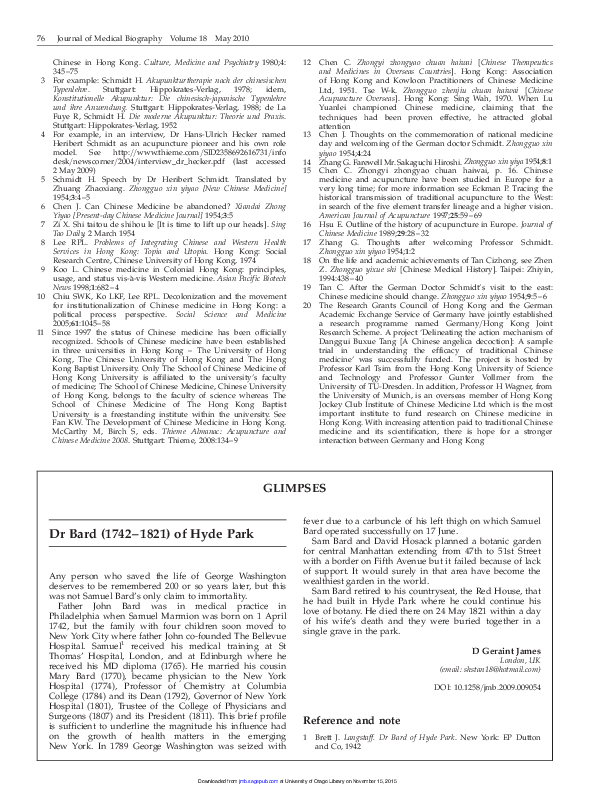 (PDF) Dr Bard (1742-1821) of Hyde Park