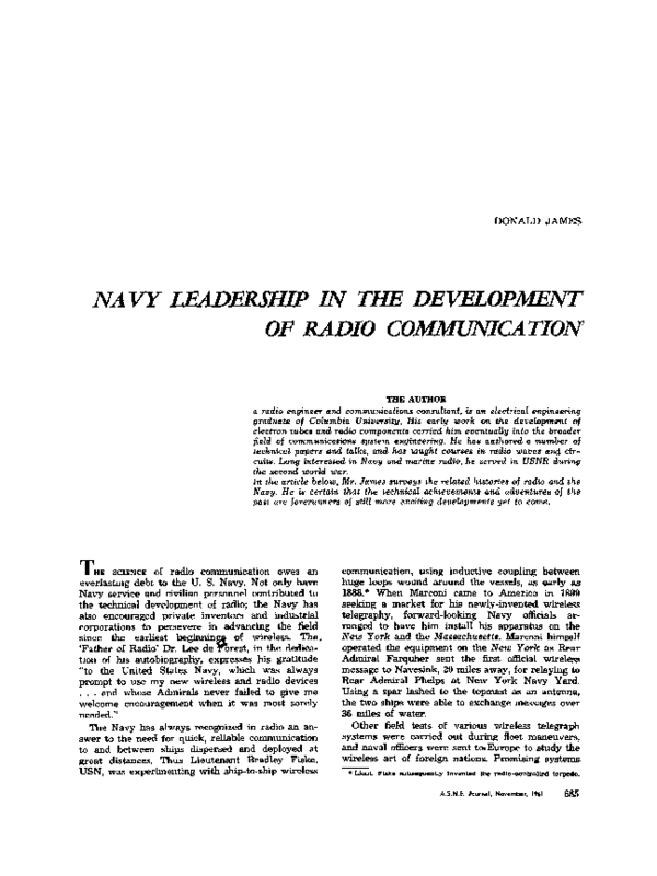 (PDF) Navy Leadership in the Development of Radio Communication