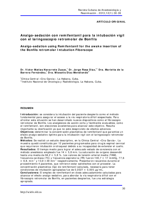 (PDF) Analgo-sedación con remifentanil para la intubación vigil con el ...