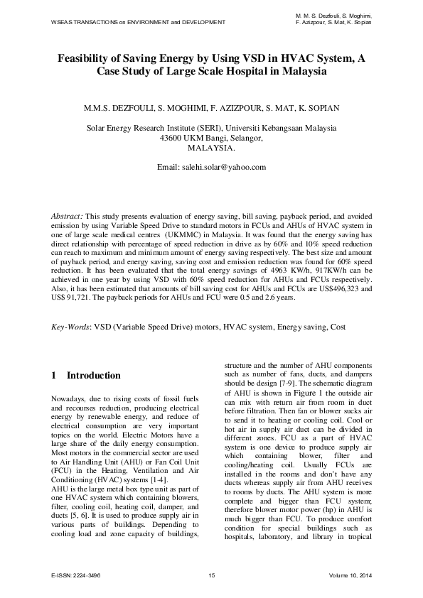 (PDF) Feasibility of Saving Energy by Using VSD in HVAC System, A Case ...
